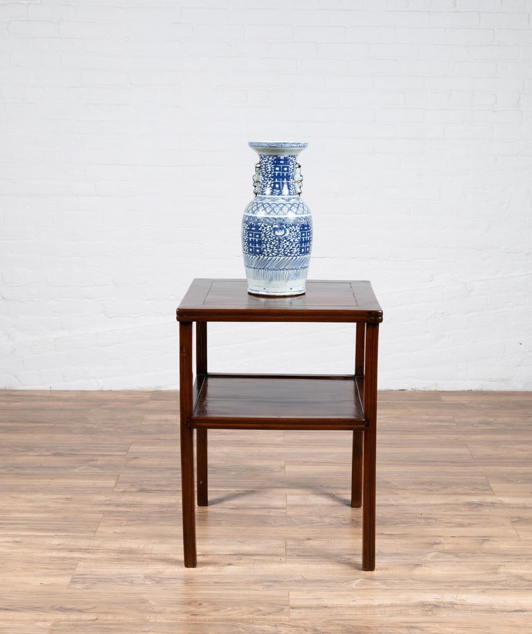 Vintage Chinese Wooden Side Table with Shelf and Contemporary Legs at ...
