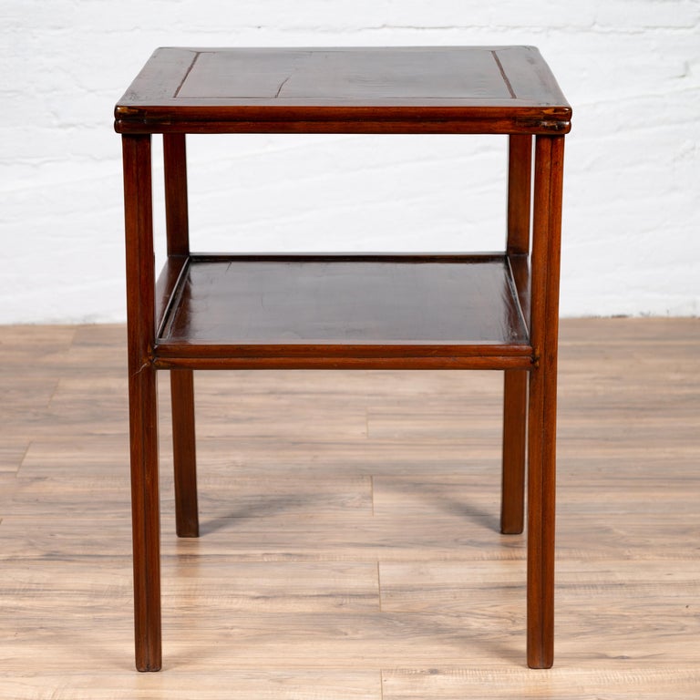 Vintage Chinese Wooden Side Table with Shelf and Contemporary Legs at ...