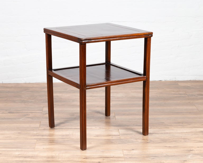 Vintage Chinese Wooden Side Table with Shelf and Contemporary Legs at ...
