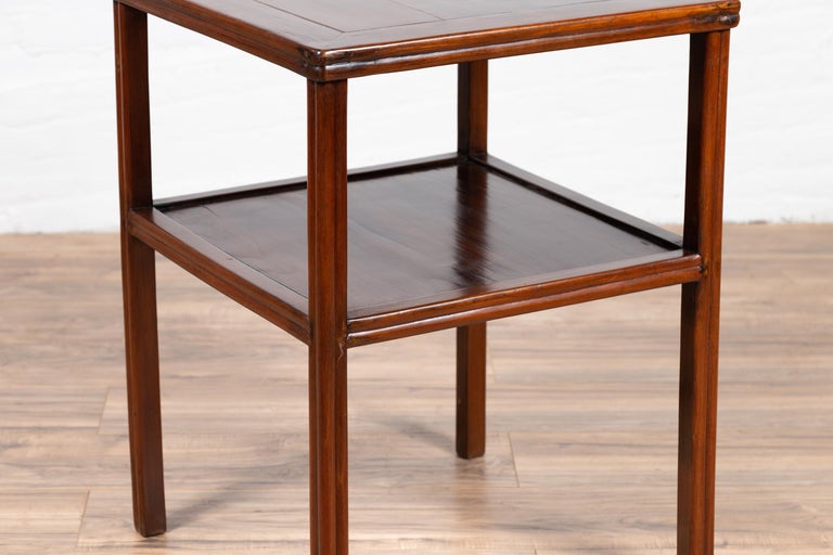 Vintage Chinese Wooden Side Table with Shelf and Contemporary Legs at ...