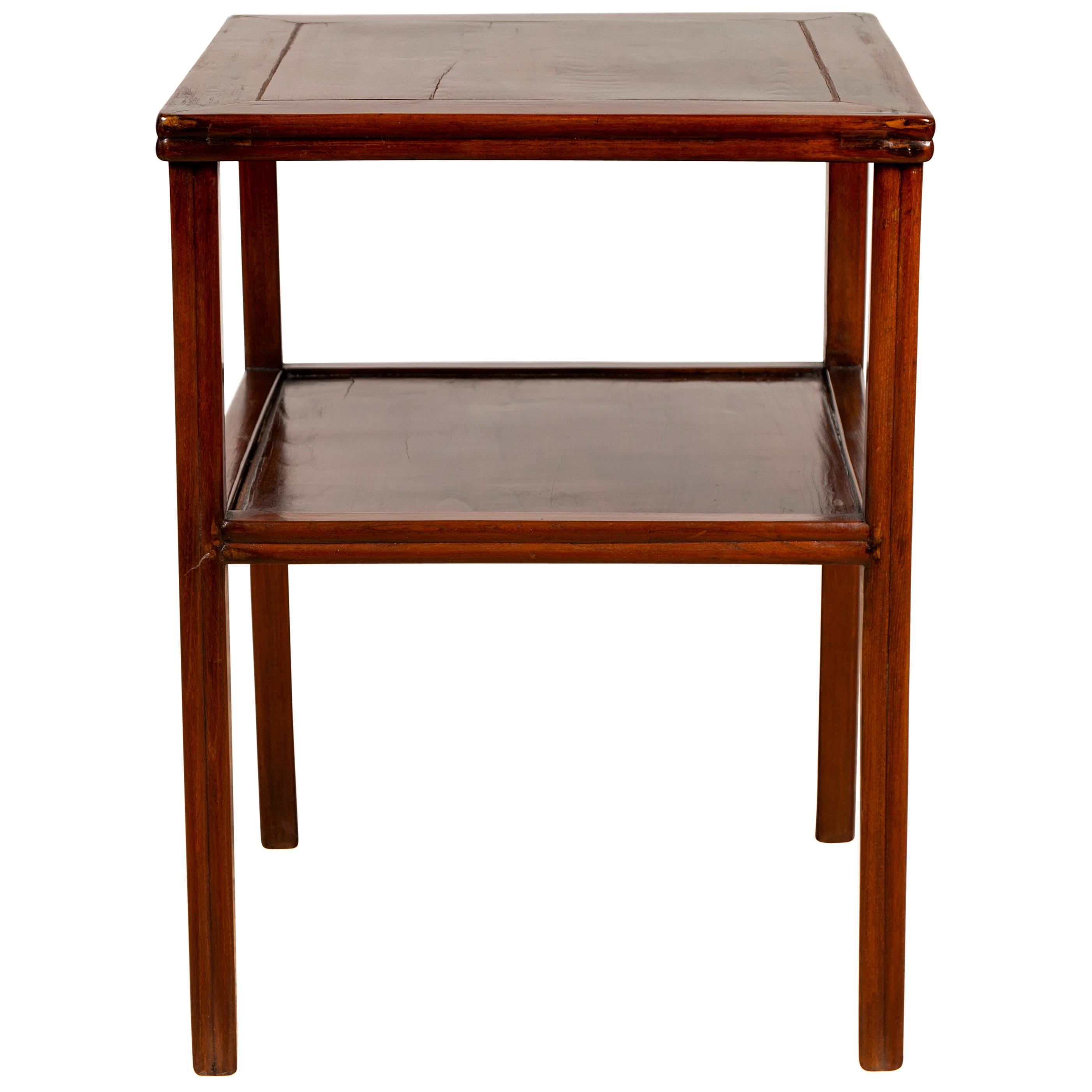 Vintage Chinese Wooden Side Table with Shelf and Contemporary Legs at ...