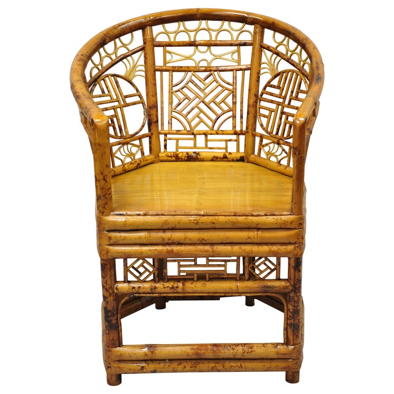 Vintage Chinoiserie Bamboo Oriental Throne Lounge Armchair at 1stDibs