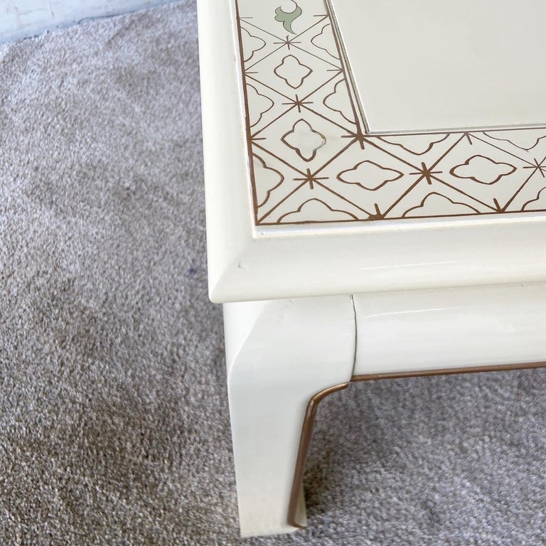 Vintage Chinoiserie Cream Lacquered Side Tables - a Pair For Sale at ...