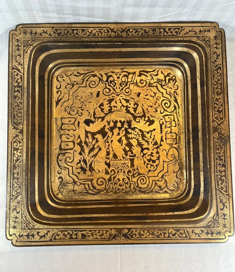 Vintage Chinoiserie Hand Painted Butler Tray Side Table For Sale at 1stDibs