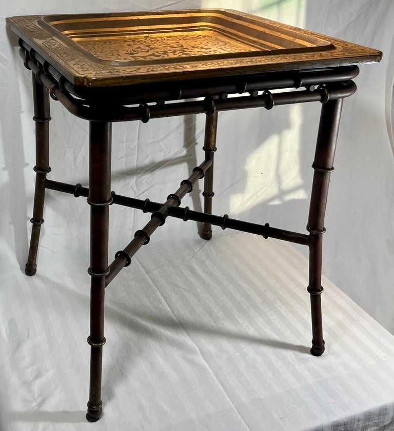 Vintage Chinoiserie Hand Painted Butler Tray Side Table For Sale at 1stDibs