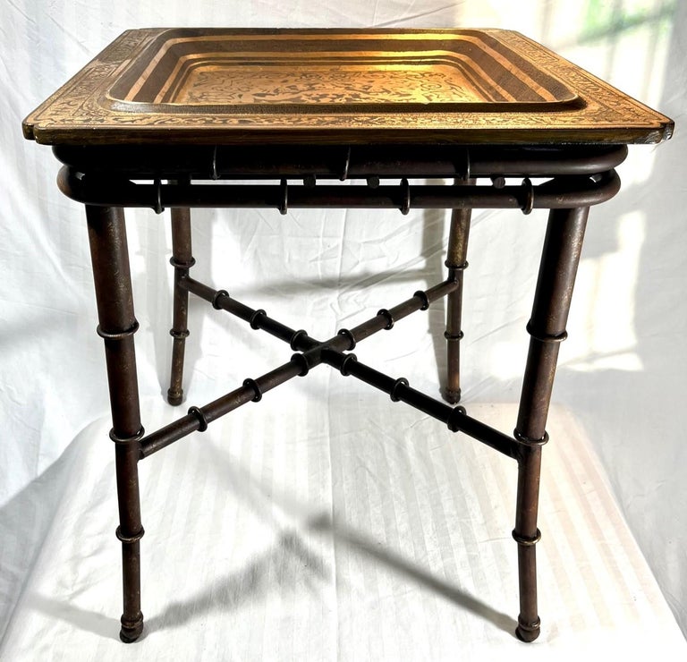Vintage Chinoiserie Hand Painted Butler Tray Side Table For Sale at 1stDibs