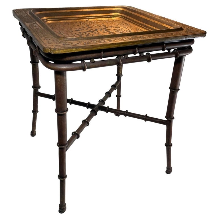 Vintage Chinoiserie Hand Painted Butler Tray Side Table For Sale at 1stDibs