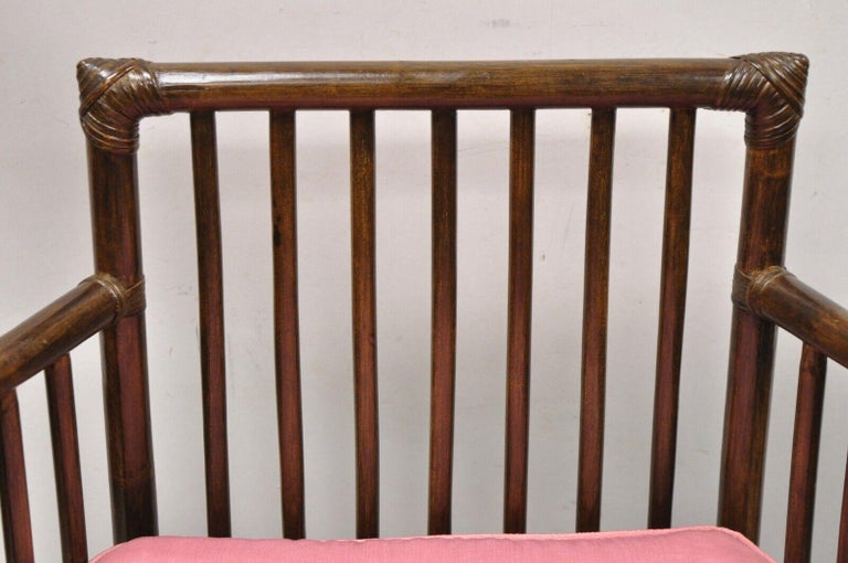 Vintage Chinoiserie Hollywood Regency Bamboo Rattan Hexagonal Side Arm ...