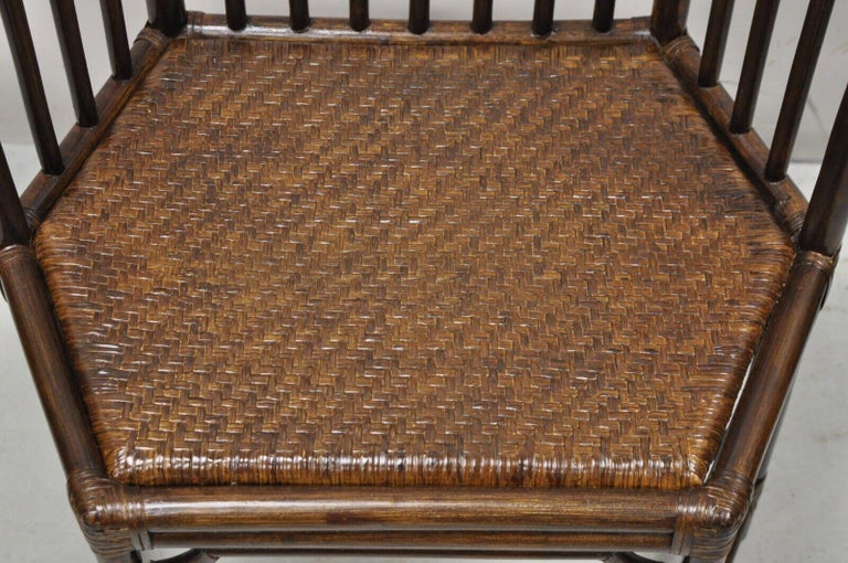 Vintage Chinoiserie Hollywood Regency Bamboo Rattan Hexagonal Side Arm ...