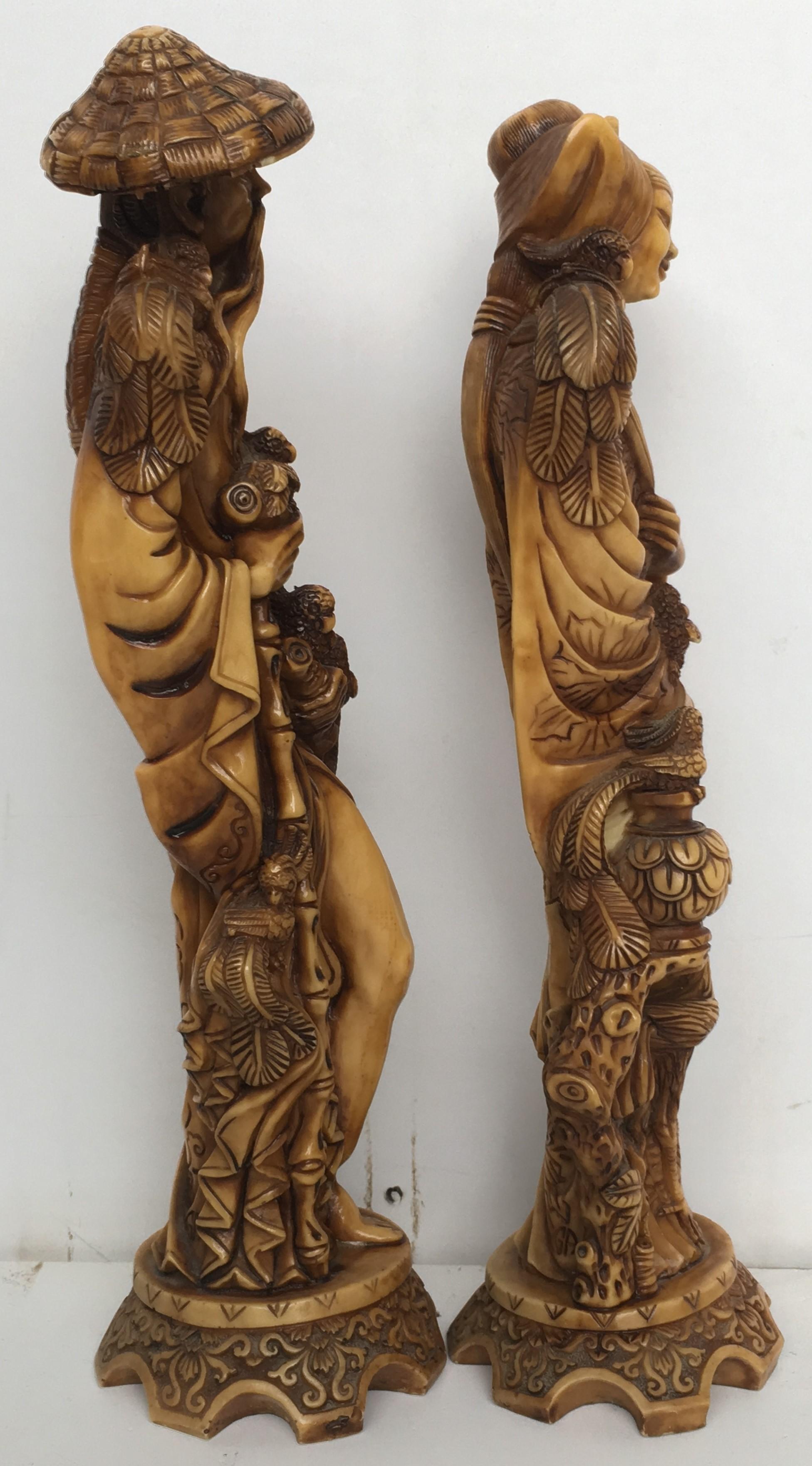 Vintage Chinoiserie Male and Female Statuary of Good Luck at 1stDibs ...