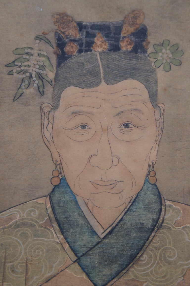 Vintage Chinoiserie Ming Dynasty Family Ancestor Empress Portrait Print ...