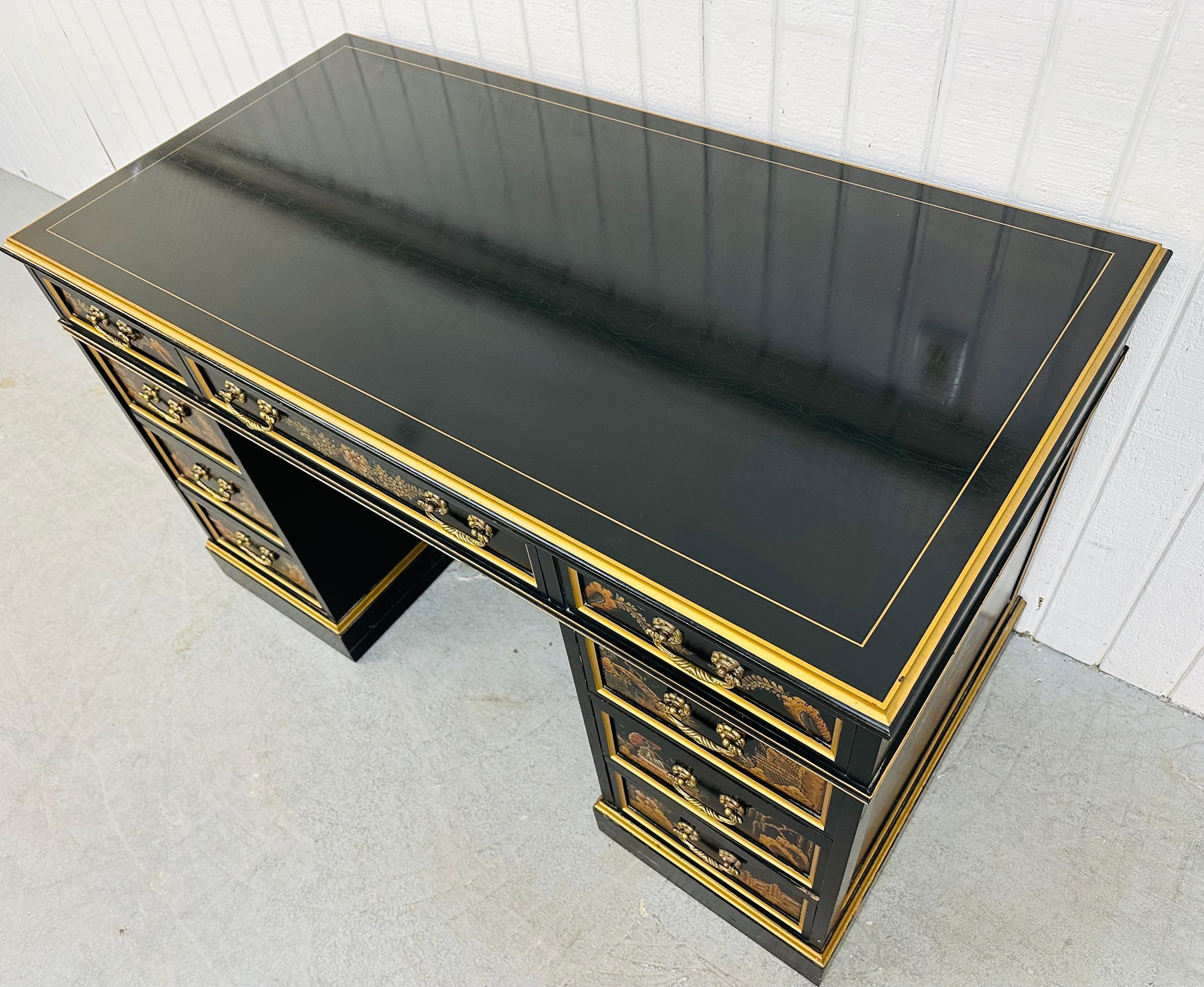 Vintage Chinoiserie Style Ebonized Writing Desk For Sale at 1stDibs