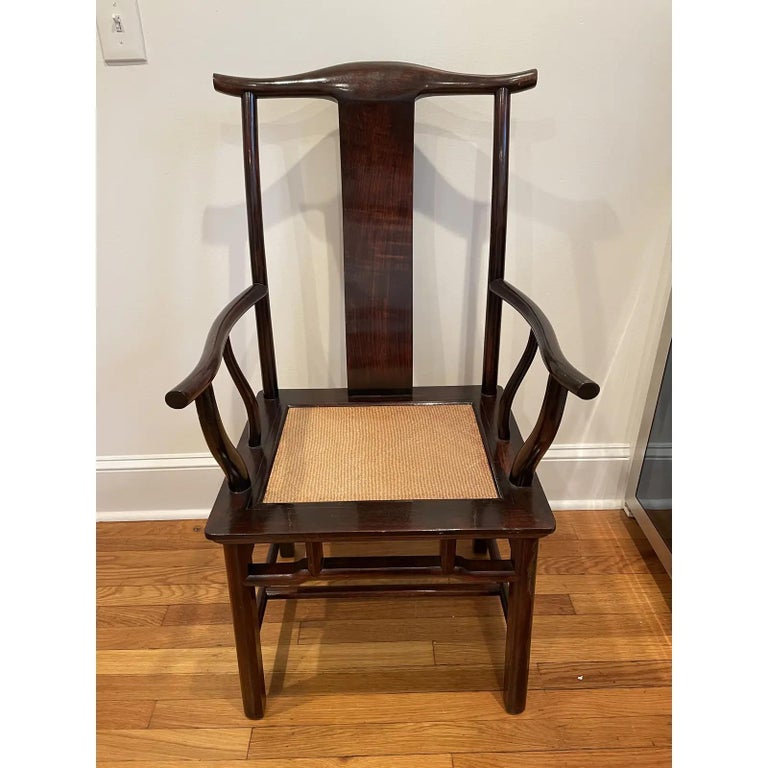 Vintage Chinoiserie Yoke Back Scholar Chair For Sale at 1stDibs