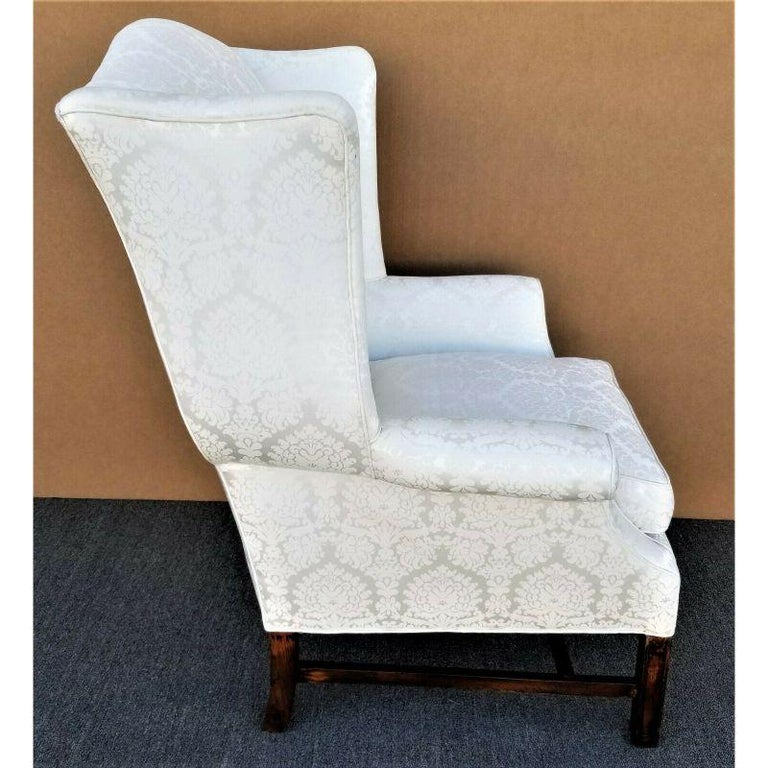Vintage Chippendale Wingback Armchair For Sale at 1stDibs