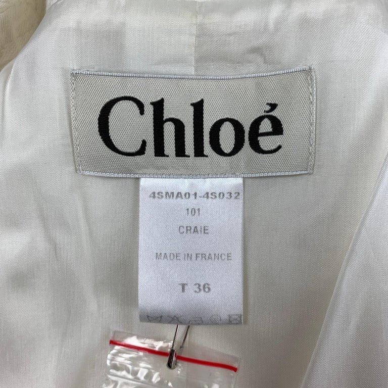 Vintage CHLOE Size 4 Cream Acetate Textured A-Line Coat For Sale at 1stDibs
