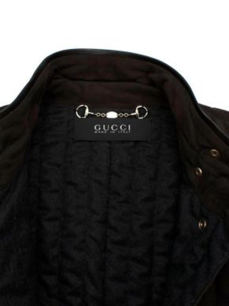 Vintage Chocolate Brown Suede Quilted Jacket For Sale at 1stDibs