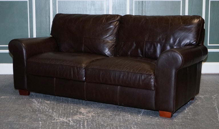 ViNTAGE CHOCOLATE BROWN TWO TO THREE SEATER SOFA For Sale at 1stDibs