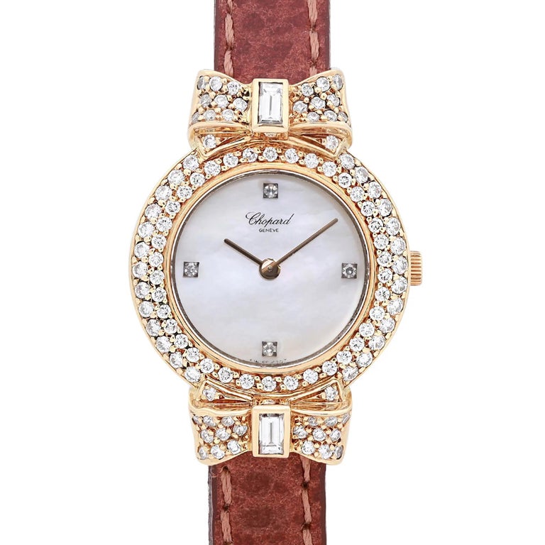 Vintage Chopard 18k Yellow Gold Diamond MOP Dial Quartz Ladies Watch ...