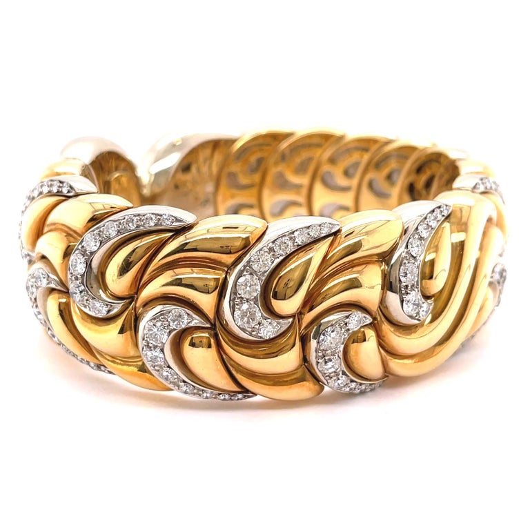 Vintage Chopard Diamond Bangle 18 Carat Gold Bracelet For Sale at 1stDibs