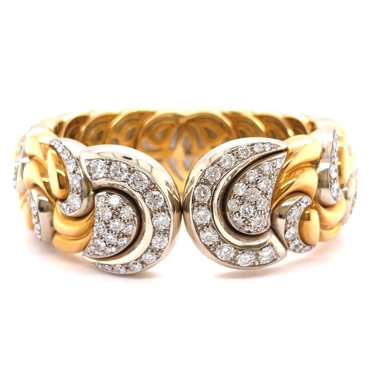 Vintage Chopard Diamond Bangle 18 Carat Gold Bracelet For Sale at 1stDibs