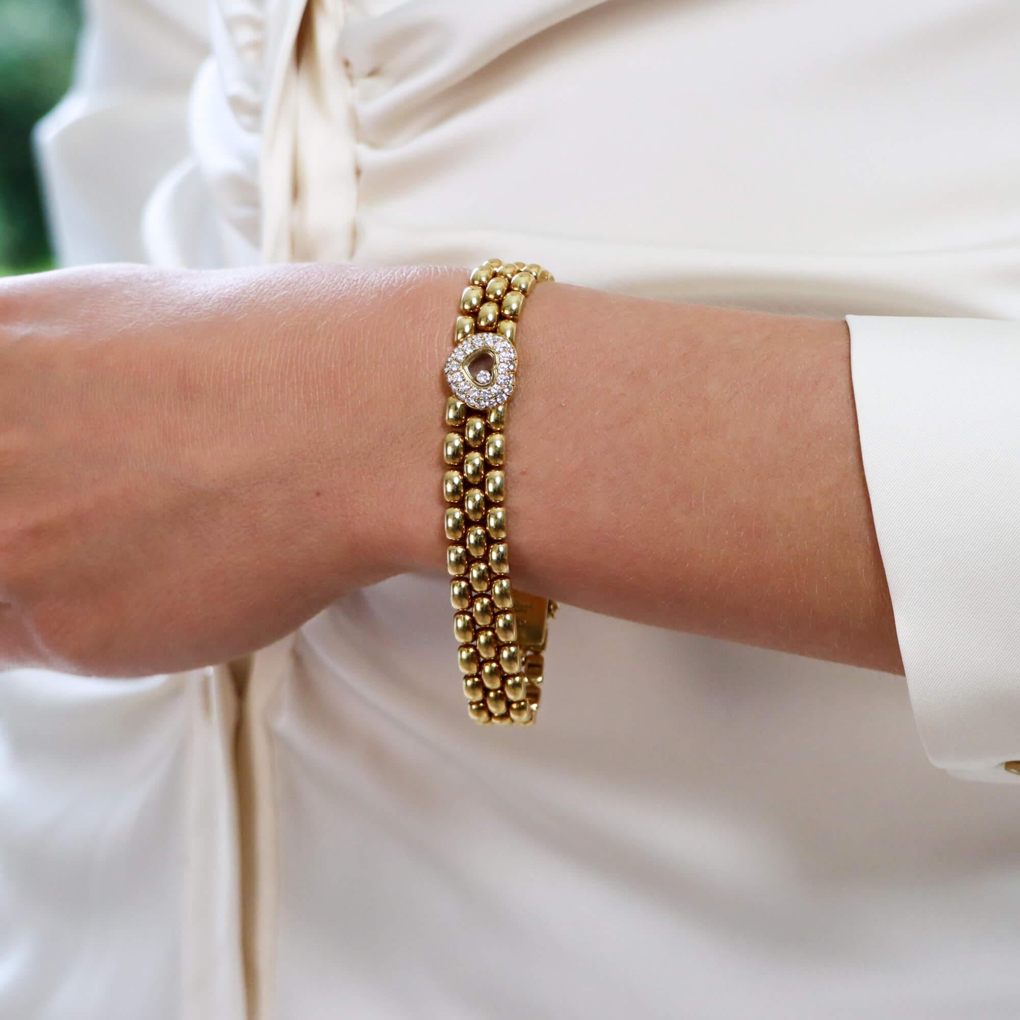 Vintage Chopard 'Happy Diamonds' Chunky Link Bracelet in 18k Yellow ...