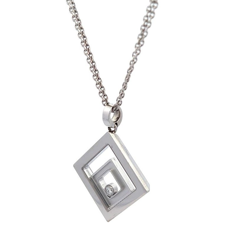 Vintage Chopard Swiss Diamond 18 Karat White Gold Square Happy Spirit ...