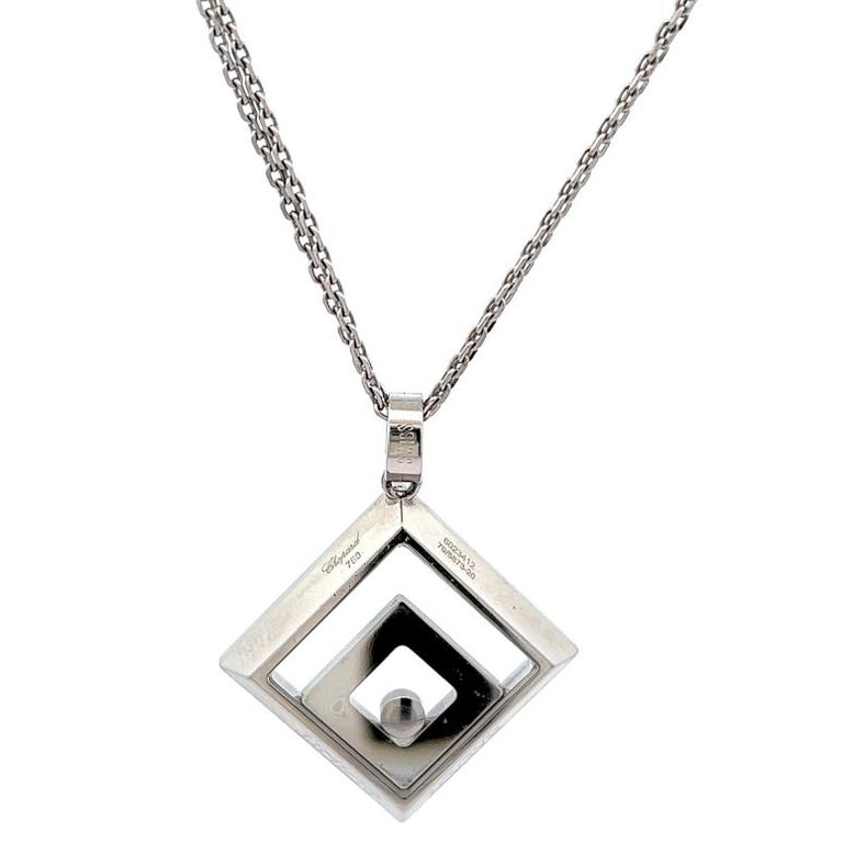 Vintage Chopard Swiss Diamond 18 Karat White Gold Square Happy Spirit ...