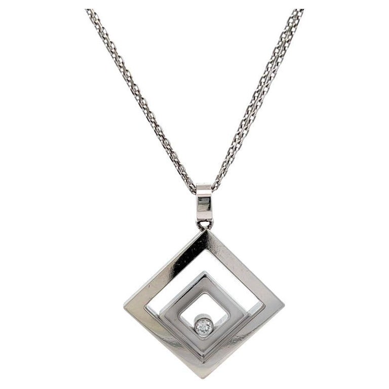 Vintage Chopard Swiss Diamond 18 Karat White Gold Square Happy Spirit ...