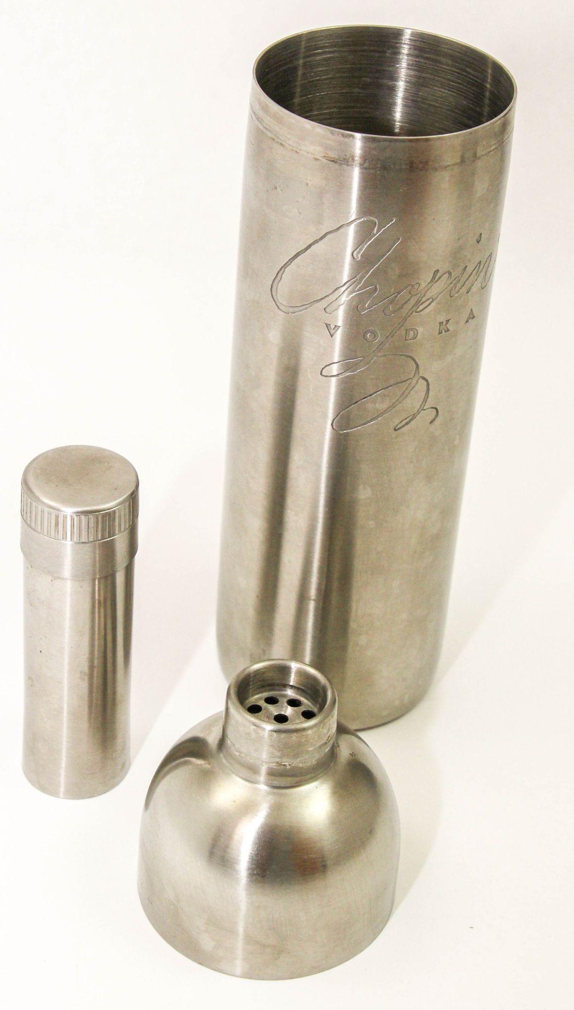 Vintage Chopin Vodka Stainless Steel Martini Cocktail Shaker at 1stDibs