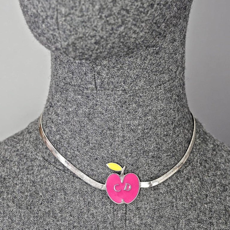 Vintage CHRISTIAN DIOR Apple Logo Pop Enamel Necklace at 1stDibs ...