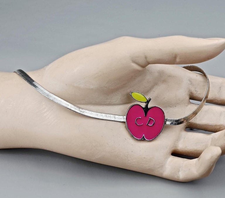 Vintage CHRISTIAN DIOR Apple Logo Pop Enamel Necklace at 1stDibs ...