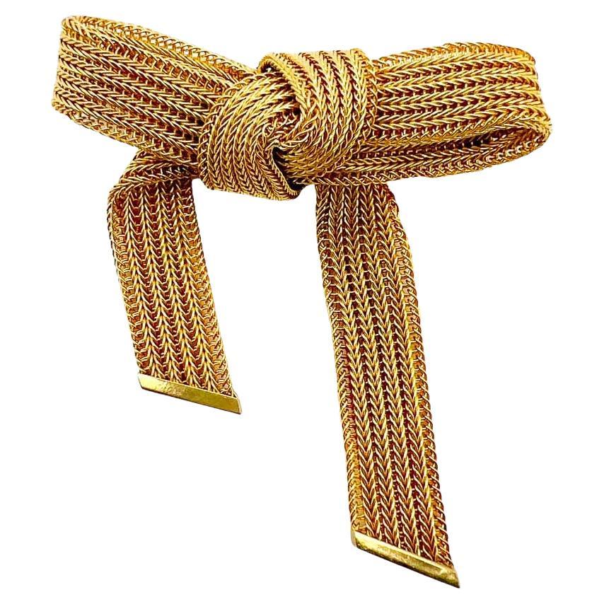 Vintage Christian Dior Golden Mesh Bow Brooch Dated Piece 1965 For Sale ...