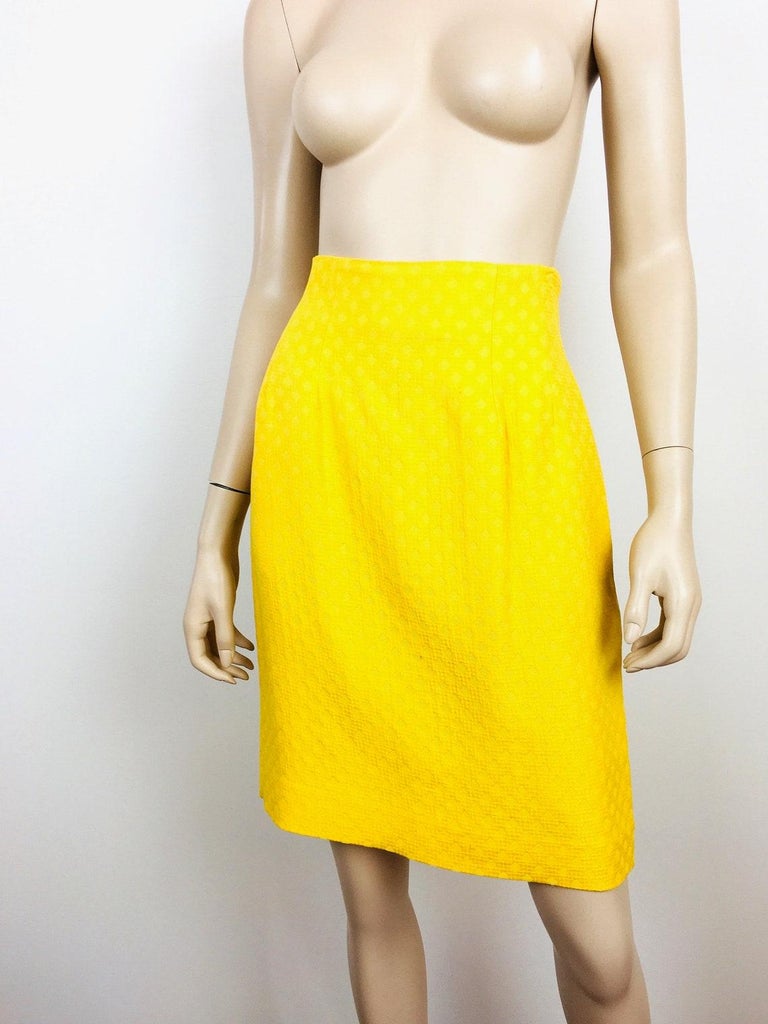 Vintage Christian Dior Bright Yellow Jacket and Skirt Suit For Sale at ...