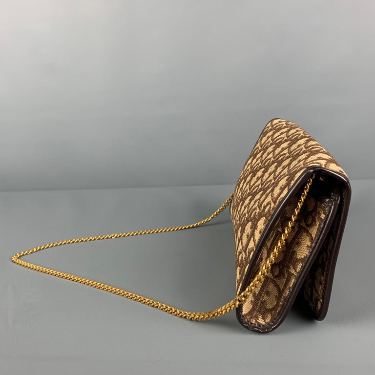 Vintage CHRISTIAN DIOR Brown Beige Monogram Canvas Leather Handbag at ...