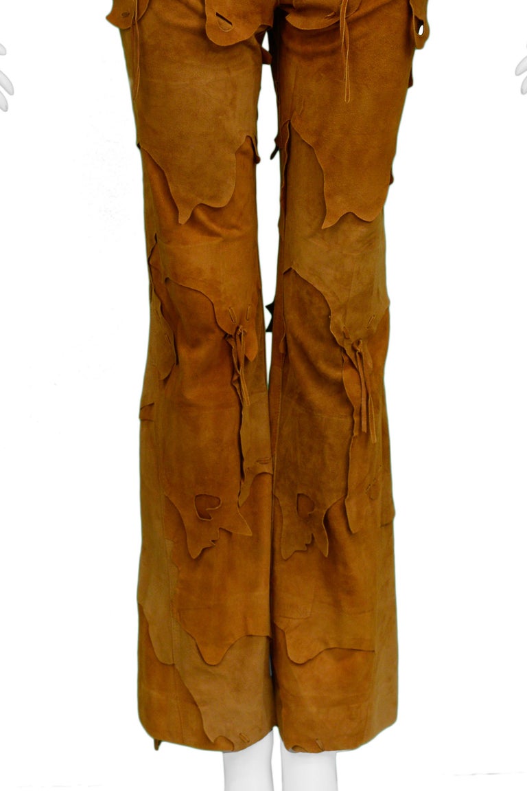 Vintage Christian Dior By Galliano Brown Suede Patchwork Leather Pants ...