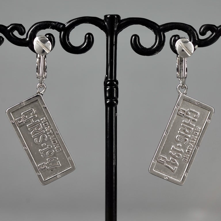Vintage CHRISTIAN DIOR by John GALLIANO Dog Tag Dangling Earrings For ...