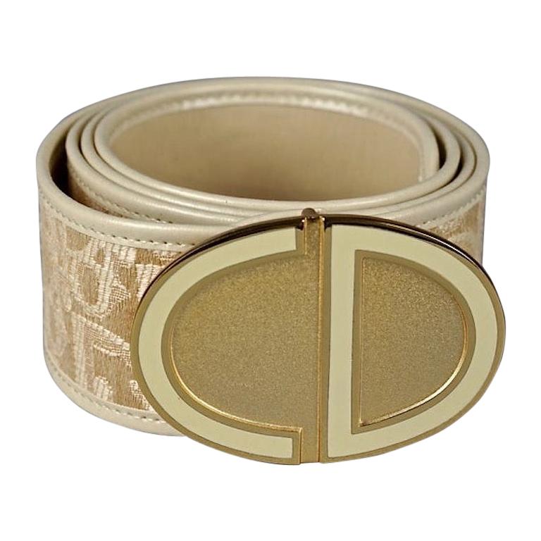 Vintage CHRISTIAN DIOR CD Enamel Logo Monogram Jacquard Belt at 1stDibs