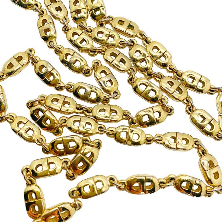 Vintage Christian Dior CD Motif Chain Necklace 1980s For Sale at 1stDibs
