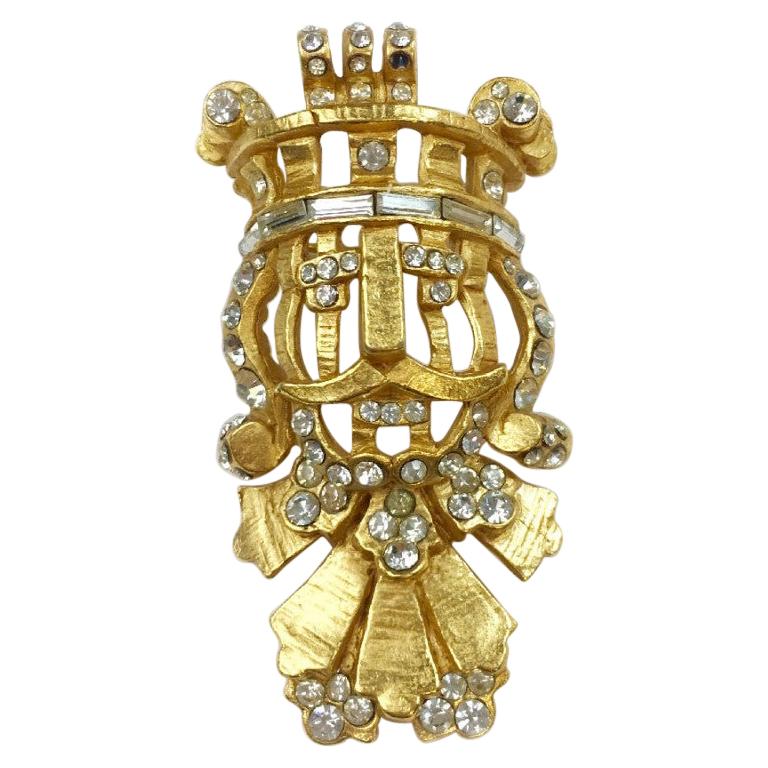 Vintage Christian Dior Crown Brooch at 1stDibs