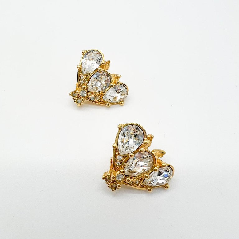 Vintage Christian Dior Kristall- Bienen-Ohrringe 1980er Jahre im Angebot bei 1stDibs