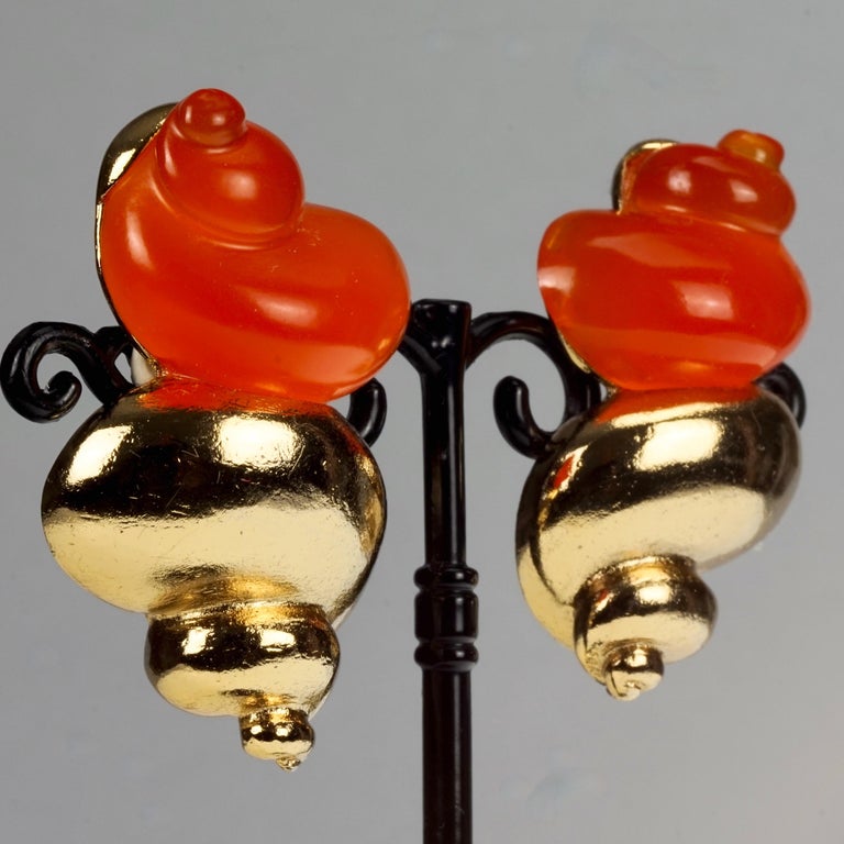 Vintage CHRISTIAN DIOR DUNE by Robert Goossens Shell Earrings For Sale ...