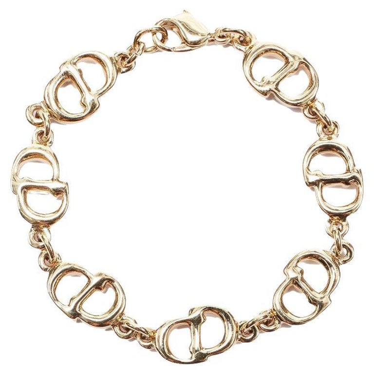 vintage CHRISTIAN DIOR gold CD logo charm short bracelet rare at 1stDibs