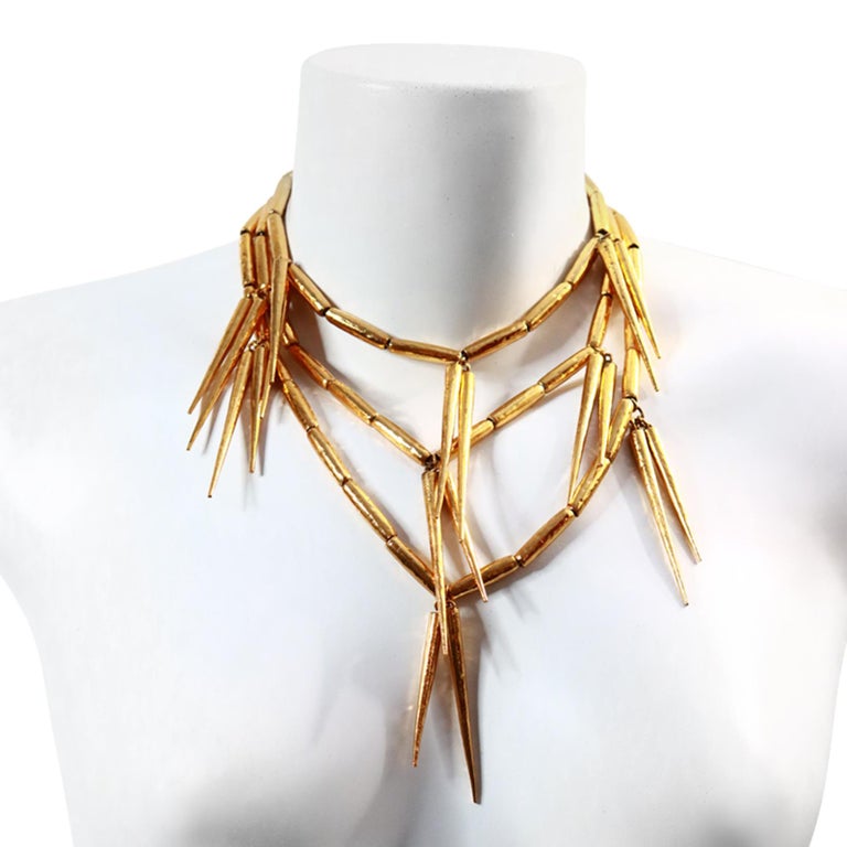 Vintage Christian Dior Gold Spike Necklace Circa 1980s For Sale at 1stDibs