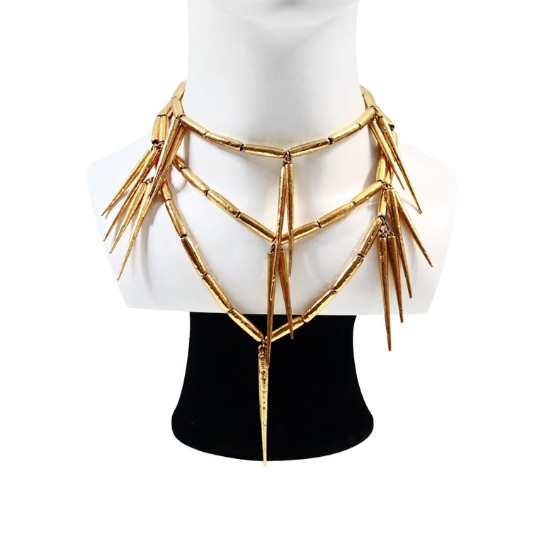 Vintage Christian Dior Gold Spike Necklace Circa 1980s For Sale at 1stDibs