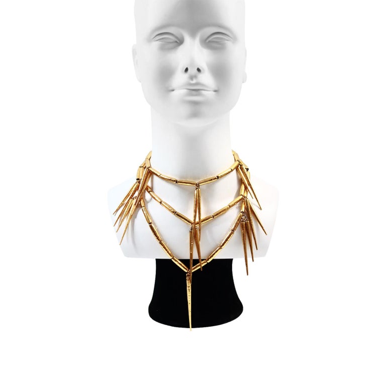 Vintage Christian Dior Gold Spike Necklace Circa 1980s For Sale at 1stDibs