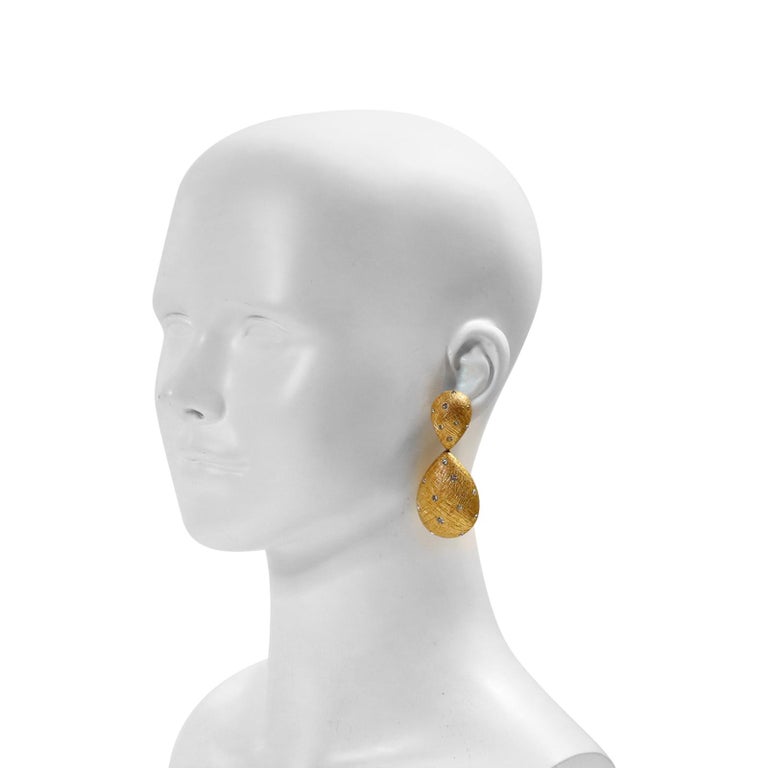 Vintage Christian Dior Gold Tear Drop Crystal Earrings, circa 1980s at 1stDibs