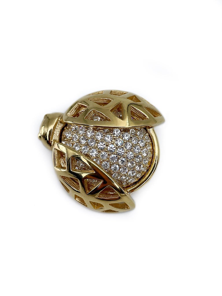 Vintage Christian Dior Gold Tone Ladybug Rhinestone Pin Brooch at 1stDibs