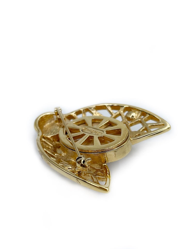 Vintage Christian Dior Gold Tone Pearl Crystal Insect Pin Brooch at 1stDibs