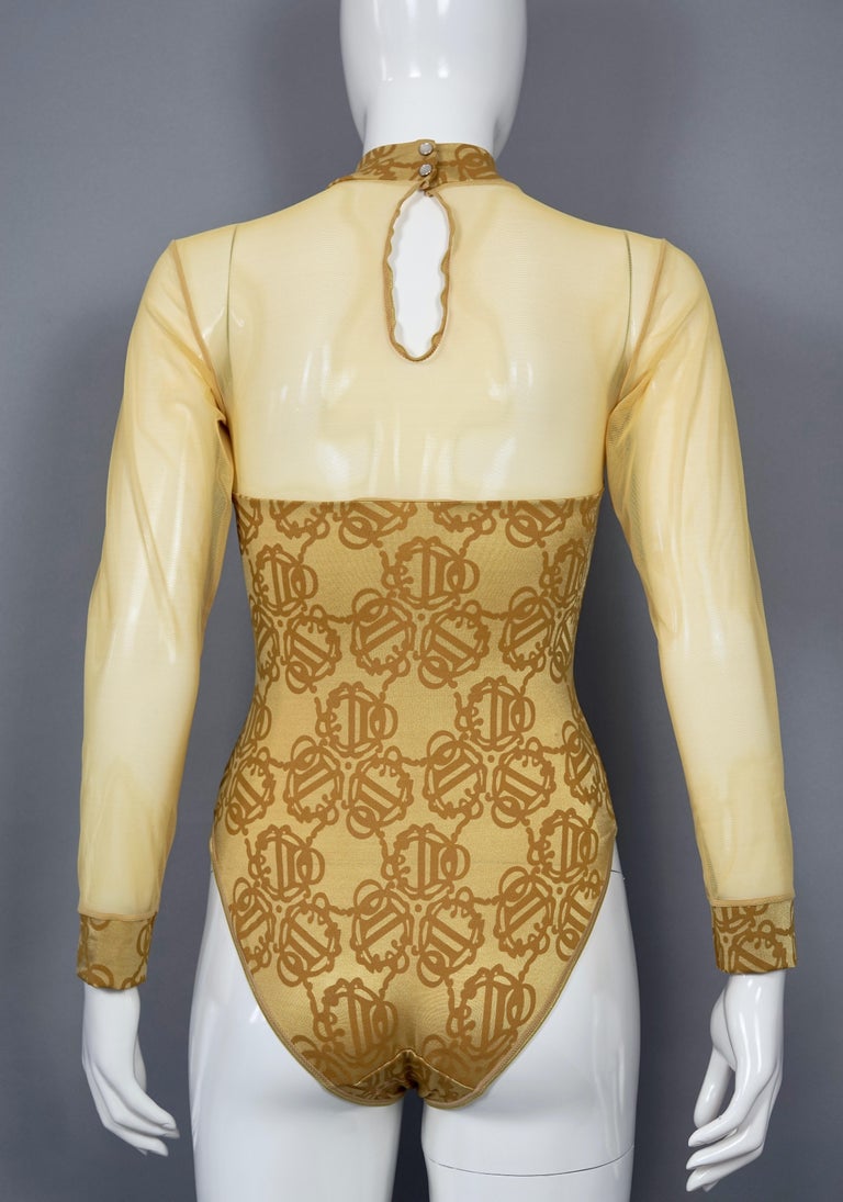 Vintage CHRISTIAN DIOR Insignia Monogram Yellow Bodysuit For Sale at ...