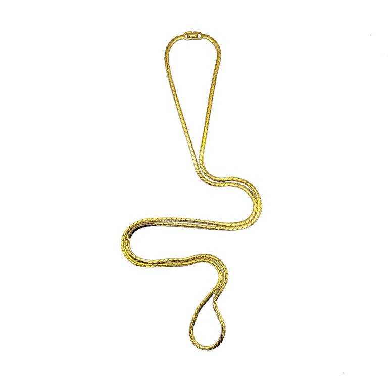 Vintage Christian Dior Long Snake Chain Necklace 1980s For Sale at 1stDibs